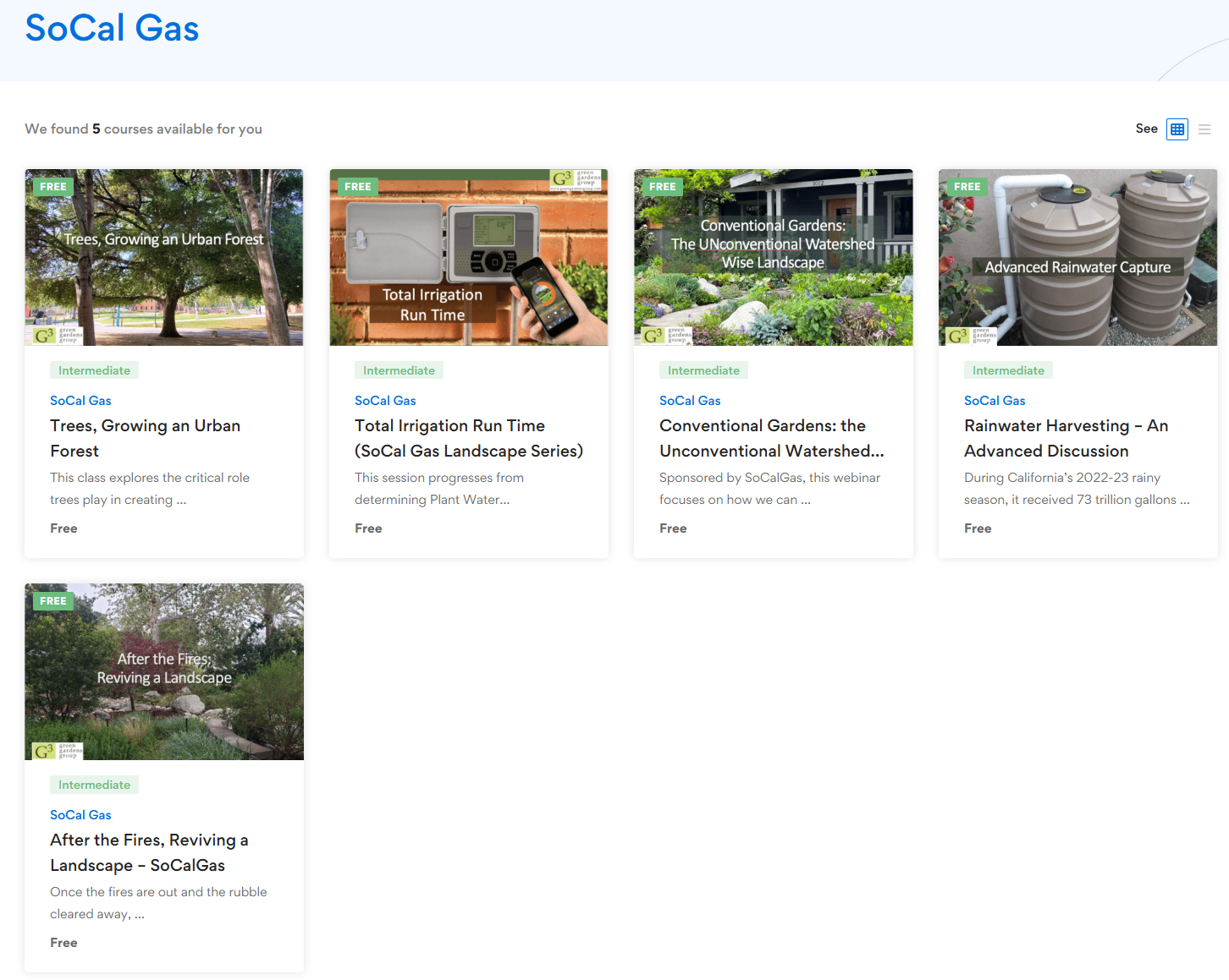 SoCal Gas Pro Workshops - G3, Green Gardens Group